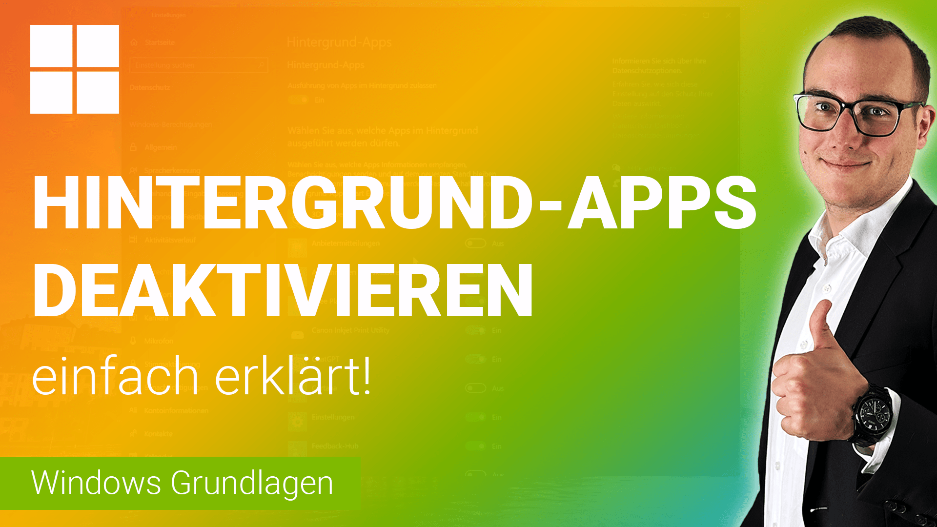 👉 HINTERGRUND-APPS deaktivieren einfach erklärt - Lerne Windows